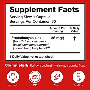 Utiva Cranberry PACs – Clinically Studied Ingredients 36mg PACs Extract - UTI Prevention for Women - Urinary Tract Health – Cranberry Supplement Pills for Bladder Health, 30 Vegi Capsules