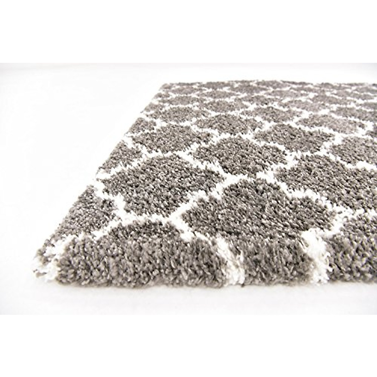 Unique Loom Rabat Shag Collection Area Rug - Marble (5' 1" x 8' Rectangle, Gray/ Ivory)