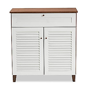 Baxton Studio Shoe Cabinets, White/Walnut