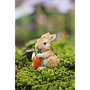MUAMAX 3 PCs Miniature Bunnies Fairy Garden Accessories Rabbit Easter Bunnies Resin Ornaments Garden Bonsai Decoration Sculpture Statue Figurines for Lawn Potted Plants