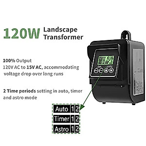 Solaroxy 120W Outdoor Low Voltage Landscape Lighting Transformer with ...