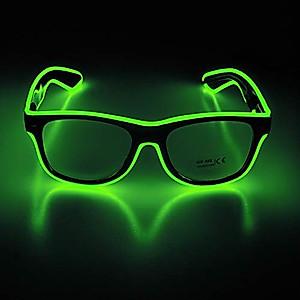 Aquat Light up El Wire Neon Rave Glasses Glow Flashing LED Sunglasses Costumes For Party, EDM, Halloween RB01 (Neon green, Black Frame)