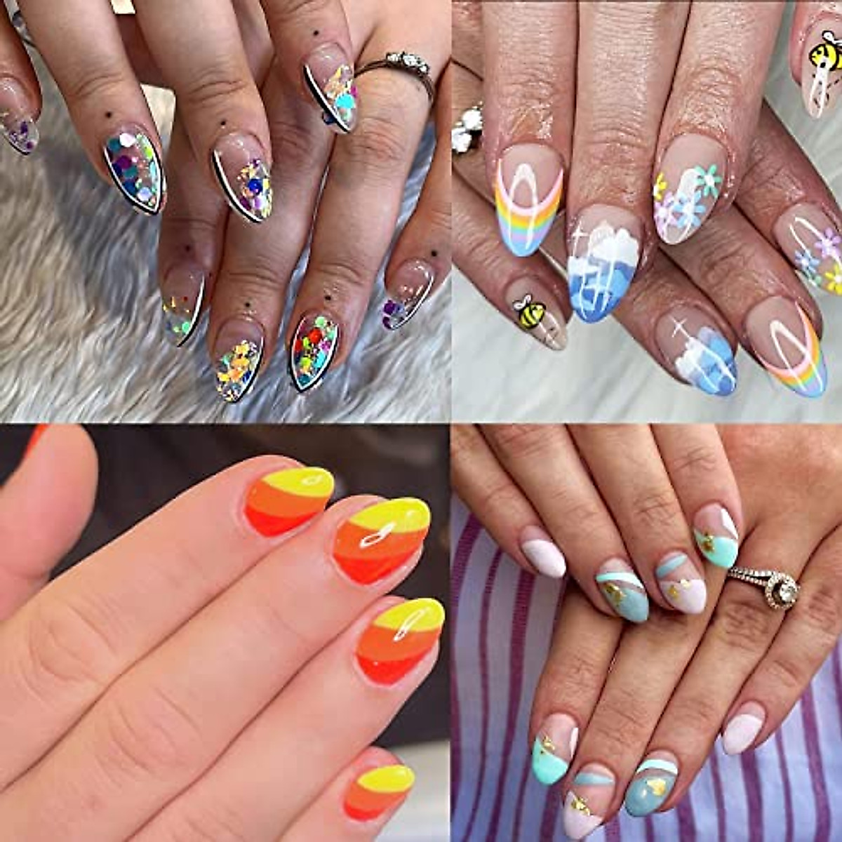 UNA GELLA Short Almond Fake Nails 504pcs Short Almond Press on Nails Pre-shape Short Almond Gel Nail Tips for Full Cover Acrylic Short Almond Nails False Nails For Nail Extension Home DIY Nail Salon 12 Sizes Gelly Tips