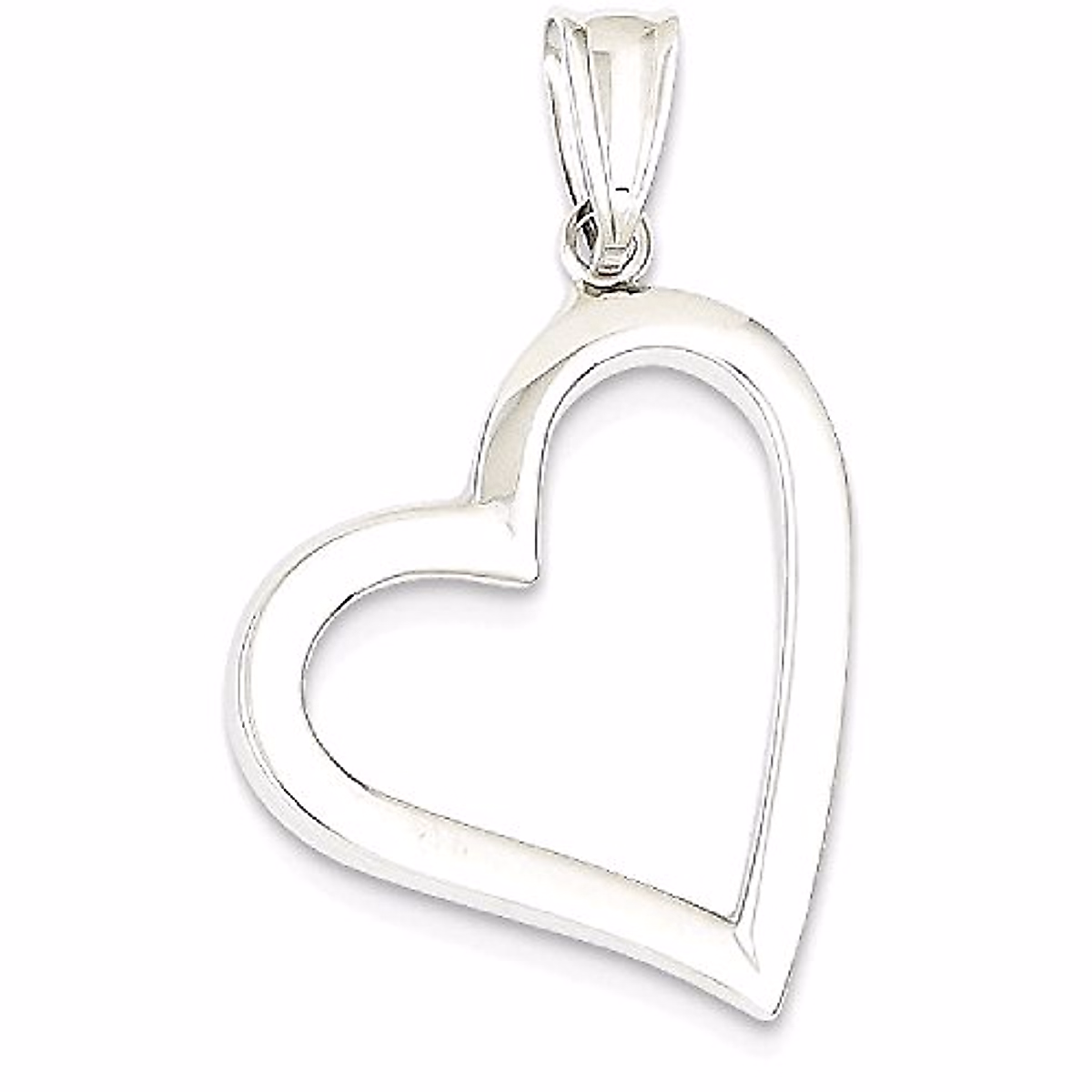 IceCarats 14K White Gold Heart Necklace Love Pendant Charm Only
