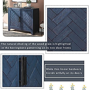 XD Designs Wood Console Table Sofa with 2 Adjustable Shelf, Modern Sideboard Buffet Storage Cabinet, Accent Cabinet for Entryway/Kitchen Dining Room/Living Room (Antique Blue-A) Blue-5)