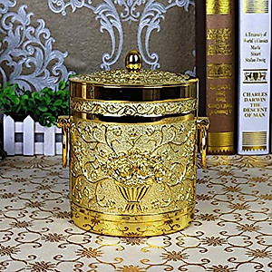 TKFDC Trash Can Outdoor Metal Trash Can Wastebasket Space-efficient Recycling Bin Garbage Container Bin with Lid and Liner for Home Or Office