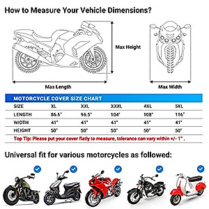 Favoto Motorcycle Cover Reflective 96.5 inches Length All Season Universal Weather Waterproof Sun Outdoor Protection with Lock-Holes & Storage Bag Motorbike Vehicle Cover