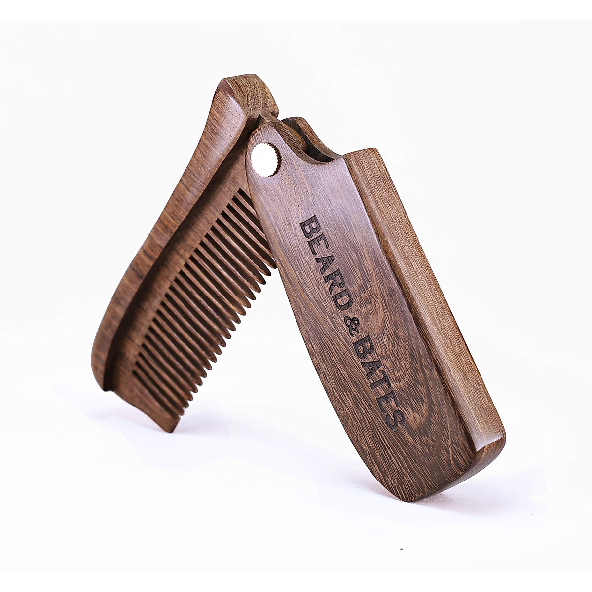 BEARD & BATES The Sandalwood Switchblade - The Original Folding Wooden Beard Hair Comb | Boutique, Artisan Crafted, Los Angeles