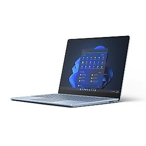 Microsoft Surface Laptop Go 2-12.4 Inch, Windows 11 Professional, Intel Core i5 Quad-Core, 8GB RAM, 256GB SSD, Intel Iris Xe Graphics, Ideal for Office and Gaming Ice Blue - 8QG-00012