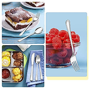 12-Piece Kids Silverware, E-far Stainless Steel Toddler Kids Utensils Safe for Preschooler/Children, Includes 4 Forks 4 Spoons 4 Knife, Slimline Adult Look & Small Size, Rust Free & Dishwasher Safe