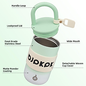 BJPKPK 13oz Insulated Stainless Steel Loop Tumbler With Lid And Handle Travel Coffee Mug Thermal Cup,Green Fog