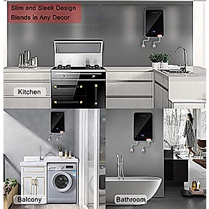 Tankless Water Heater Electric ECOTOUCH 9KW 240V on Demand Water Heater Self-Modulating Instant Hot Water Heater Point Of Use Water Heater ECO90 Black