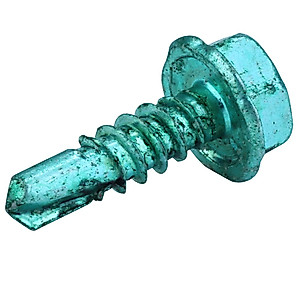 Skywalker #10 Self-Tapping Hex/Phillips/Slotted/Square Head Ground Screws (Box of 100 in Green)