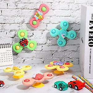 Harrycle 6 Pieces Suction Cup Spinner Toy Sea Theme Sensory Bath Spinner Toys Bear Butterfly Suction Toys for Birthday Learning Game and Party Supplies (Novelty Style)