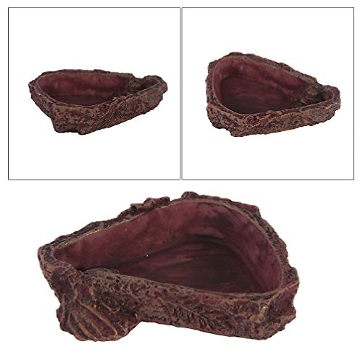 balacoo Reptile Water Bowl Resin Food Water Feeding Basin Dish Artificial Tree Trunk Ramp Bowl for Lizard Frog Snake Gecko