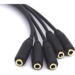 PIIHUSW 3.5mm TRRS Male to 5 TRRS Female Stereo 4-Pole Splitter Cable Converter Headphone Extender