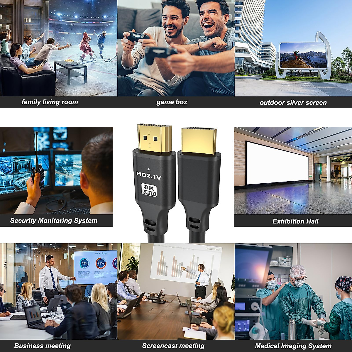 jojobnj 8K HDMI Cable 15 FT, 48Gbps 8K@60Hz 4K@120Hz, HDCP 2.2 & 2.3, DTS:X, HDR 10 Compatible with Roku TV/eARC/3D/PS5/HDTV/Laptop/Blu-ray High Speed HDMI Cable(Silver)