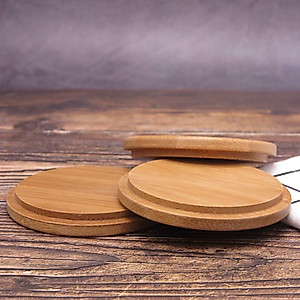 Pack of 4 Bamboo Cup Cover Wooden Cup Lid Coffee Mug Cup Lid Wooden Tea Glass Cup Cover Drink Cup Lid Set