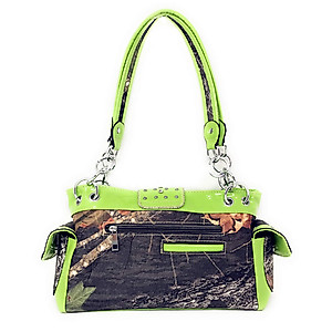 GoCowgirl Western Concealed Carry Gun Belt Buckle Purse Camouflage Handbag Camo W Matching Wallet (Black)