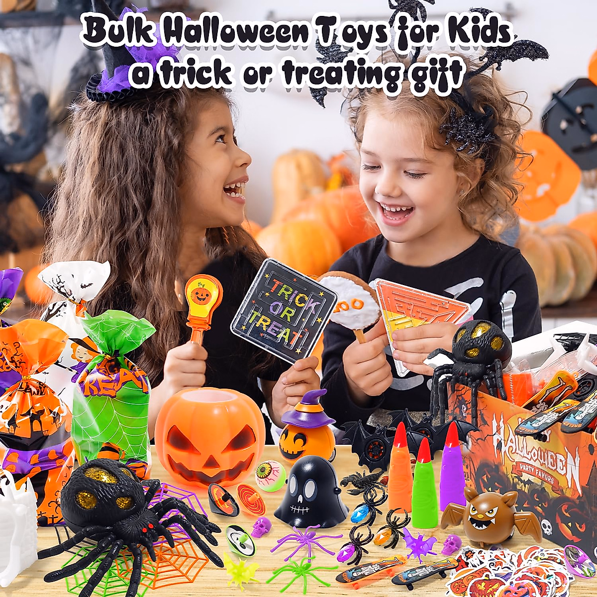 YMGN 251Pcs Halloween Party Favors for Kids, Bulk Fidget Toys for Party Supplies, Assortment Party Toys, Goody Bag Fillers Classroom Prizes,Treasure Box Stuffers Halloween Treats Non Candy