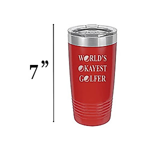 Rogue River Tactical Funny Okayest Golfer 20 Oz. Travel Tumbler Mug Cup w/Lid Vacuum Insulated Hot or Cold Gift For Golfer Dad Grandpa Ball (Red)