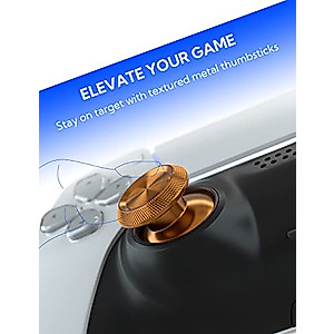 Avericht Metal Thumbsticks for PS5 Controller, Aluminum Joystick Replacement Kit for Dualsense Controller Accessories (Gold)