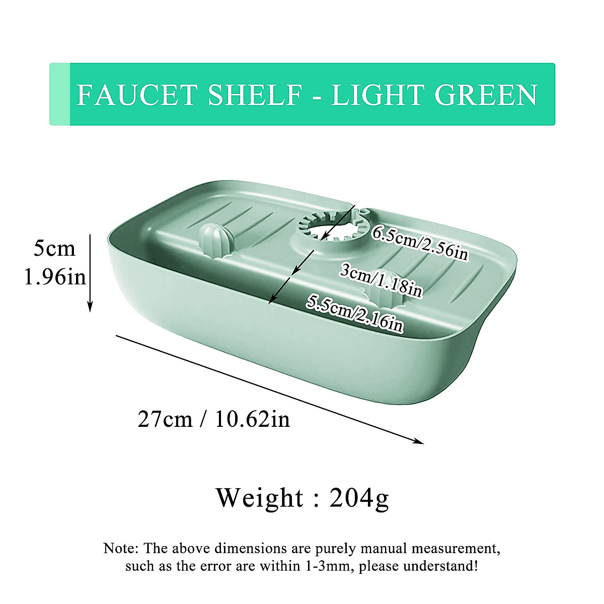 SooGree Faucet Hanging Sink Rack,Soap Sponge Holder Drain Shelving for Bathroom, Silicone Kitchen Storage Rack,Multifunctional Drainage Hole Durable Slope Design Storage Toiletry (Green)