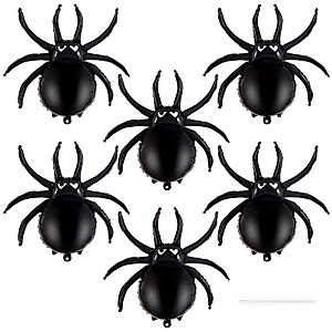 6 Pcs Spider Balloons,33 Inch Large Halloween Black Spiders Balloon Spider Foil Balloons Mylar Balloons for Halloween Party Birthday Haunted House Spooky Decoration Supplies