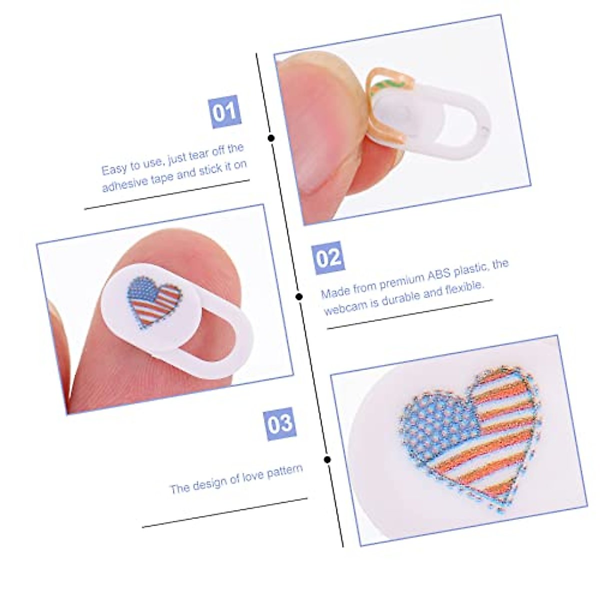 SOLUSTRE 3pcs Slide Camera Ultra- and Webcam Smartphone Pattern Cartoon Your Tablet Flag Lens Thin Lovely for Cover Privacy Shutter Heart Notebook Cell Protects Phone Slider Computer US