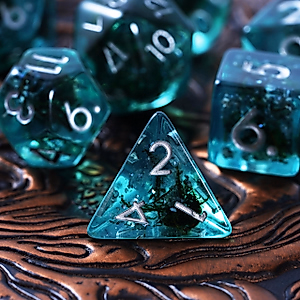 Ocean Moss Dice Set for DND - Unique Aquamarine Ocean Moss for Role Playing Games (RPG) - Detailed Stunning Textured Resin Polyhedral Dungeons and Dragons Dice Set for D&D, Pathfinder, and More