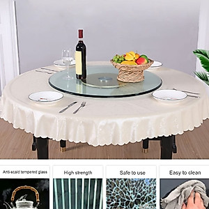 QQXX Round Tempered Glass Table Top,Thick Glass Lazy Susan Turntable,Round Tabletop Rotating Serving Tray for Dining Table Restaurant Rotatable Service Tray,A,70cm/28inch