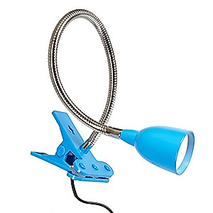Newhouse Lighting NHCLP-LED-BLU Blue Metal Flexible Clamp-Style LED Goose Neck Desk Lamp in 3000K Warm White Color Temperature with Power Adapter and 6 ft. Power Cord