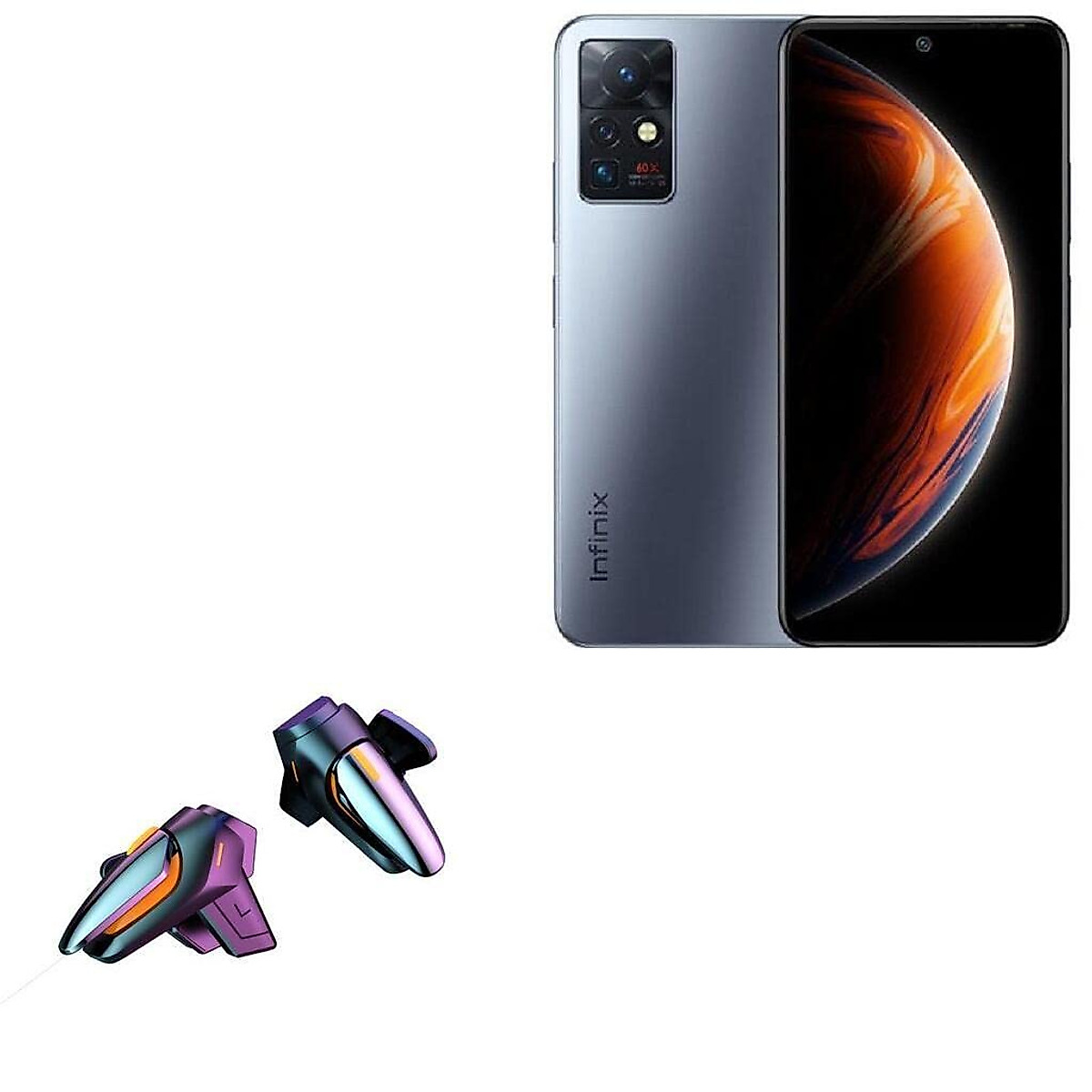 BoxWave Gaming Gear Compatible with Infinix Zero X (Gaming Gear Touchscreen QuickTrigger, Trigger Buttons Quick Gaming Mobile FPS for Infinix Zero X - Jet Black