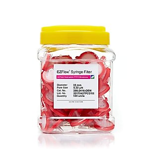 Foxx Life Sciences 386-2416-OEM Hydrophilic PTFE EZFlow Syringe Filter Sample Prep, 33 mm Diameter, .2 µm Pore Size (Pack of 100)