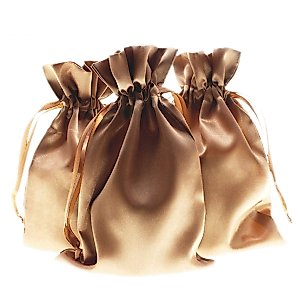 Knitial 4" x 6" Old Gold Satin Gift Bags, Jewelry Bags, Wedding Favor Drawstring Bags Baby Shower Christmas Gift Bags 50 per Pack