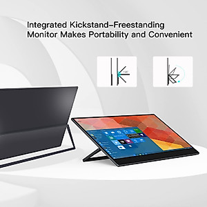 Virzen 15.6" Portable Touchscreen Monitor with Kickstand 1080P Mini HDMI Compatible with Phone Laptop Computer Switch