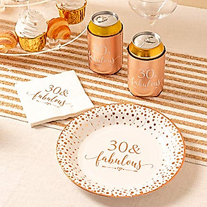 Crisky 30 Fabulous Can Cooler Rose Gold 30th Birthday Decorations Beer Sleeve Party Favor, Can Covers with Insulated Covers, 12-Ounce Neoprene Coolers for Soda, Beer, Can Beverage, 12 Rose Gold
