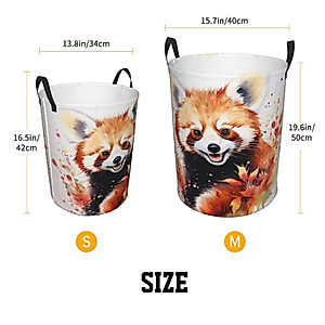 FeHuew Splash Cute Red Panda Collapsible Laundry Basket with Handle Waterproof Hamper Storage Organizer Large Bins for Dirty Clothes, toys