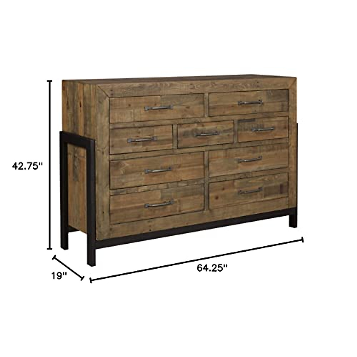 Signature Design by Ashley Sommerford Urban Industrial Butcher Block Style 9 Drawer Dresser, Brown
