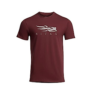 SITKA Gear Men's Pima Cotton Short Sleeve Lightweight Everyday Icon Tee Shirt, Dark Red, XL