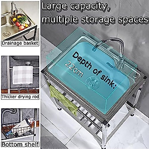 Commercial Sink With Drainage Device And Tap Compartment Sink Multi-functional 304 Stainless Steel Sink Simple And Stylish Kitchen Sink, Easy To Maintain