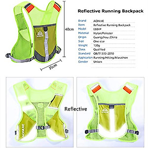 AONIJIE Men Women Ultralight Running Vest Pack Reflective Breathable Hydration Backpack for Hiking Camping Marathon Cycling Race (Green)