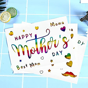 Mother's Day Balloon Stickers Father's Day Letters Decals 12 Pcs Gold Black Rainbow DIY Paster Party Supplies Glass Sticker for Bobo Transparent Balloon Decor