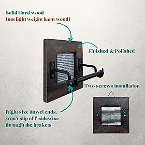 Kotinara Farmhouse Toilet Paper Holder - Hard Wood with Galvanized Metal and Black Hardware - Modern Rustic Toilet Roll Holder - Country Inspired Farmhouse Bathroom Decor Accessories