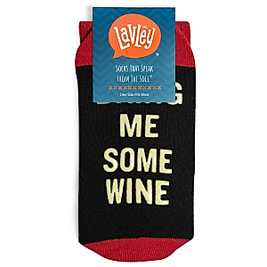 Lavley If You Can Read This, Bring Me Funny Socks - Novelty Gifts for Men, Women and Teens (US, Alpha, One Size, Regular, Regular, Bring Me Wine (Red Wine))