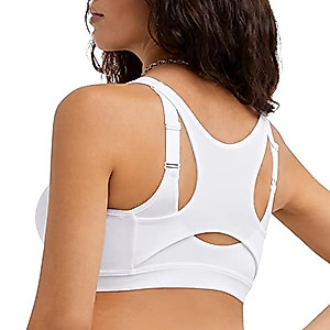 Champion womens Motion Control Zip Sports Bra, White, 38DD US