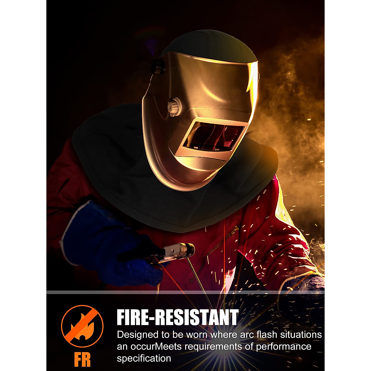 2 Pieces Flame Resistant Balaclava Neck Full Face Mask Cover Hood Balaclava Mask Fire Resistant Balaclava Hood Men's Balaclavas for Head Welding Firefighter Working Hunting Black