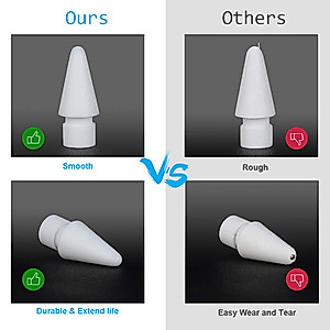 Tips Replacement for Apple Pencil 1st Gen & 2nd Generation, Pen Nibs for iPad Pro (4PCS Tips + 6 Covers)