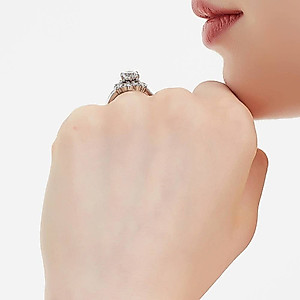 BERRICLE Sterling Silver 5-Stone Wedding Engagement Rings Cubic Zirconia CZ Solitaire Ring Set for Women, Rhodium Plated Size 6.5