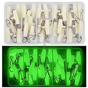 Fishing Line Sinker Slide High-Strength Braid Line Sinker Slider with Duo-lock Snap Sinker Weight Connectors Fishing Tackle Box Kit (30pcs)
